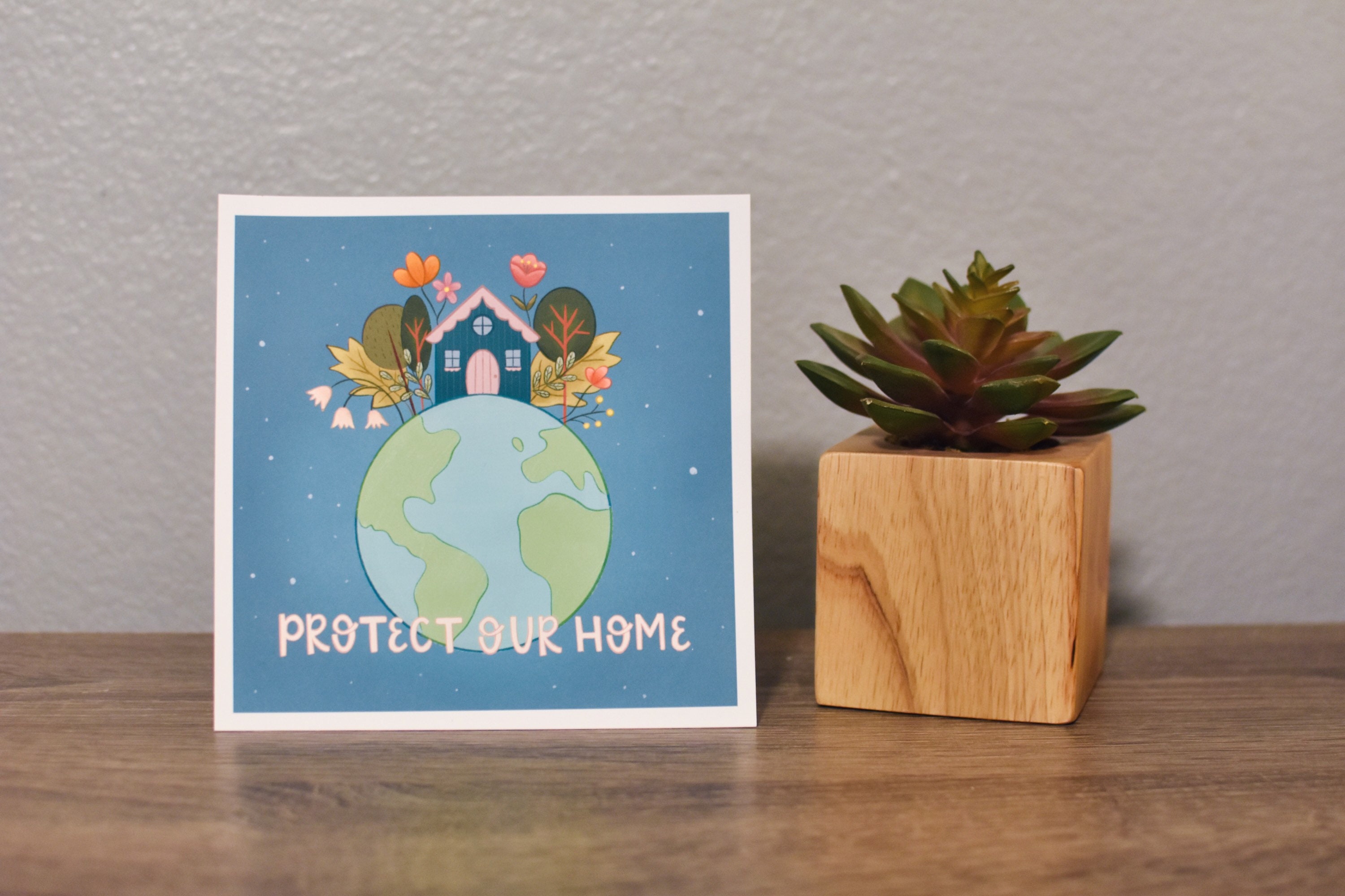 Protect Our Home Square Art Print Hand-Drawn Illustration | Etsy