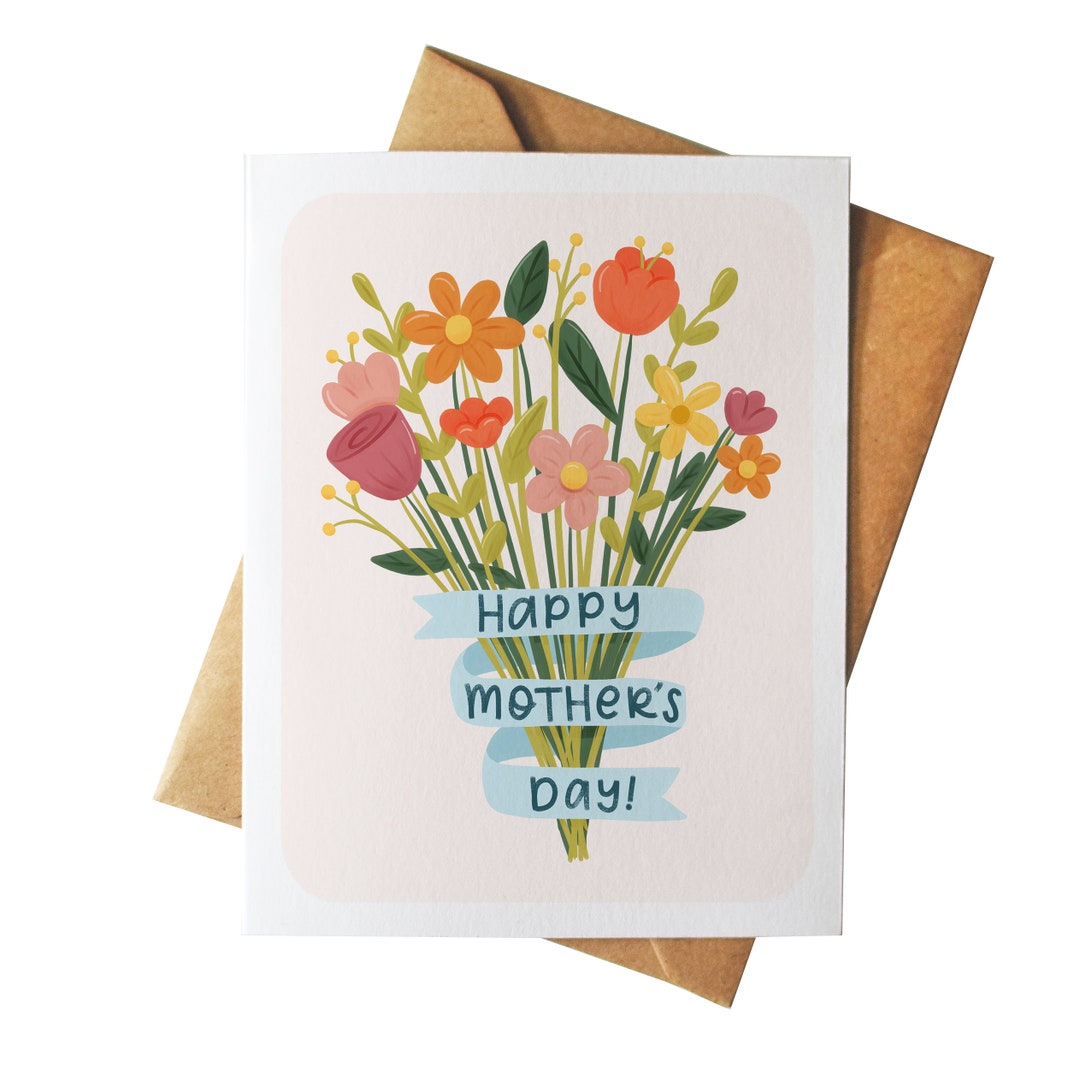 Happy Mother's Day Bouquet | Cute Illustrated Greeting Card | Flowers ...