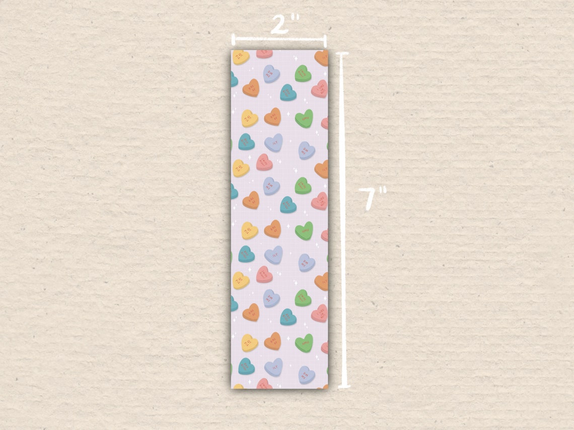 Candy Hearts Bookmark Digital Art Illustration - Etsy
