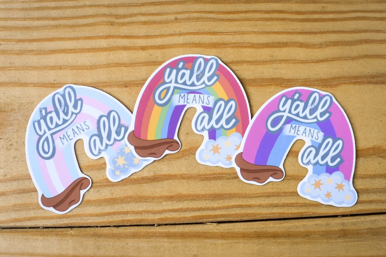 Y'all Means All Texas PRIDE Bi Flag Rainbow Sticker - Etsy