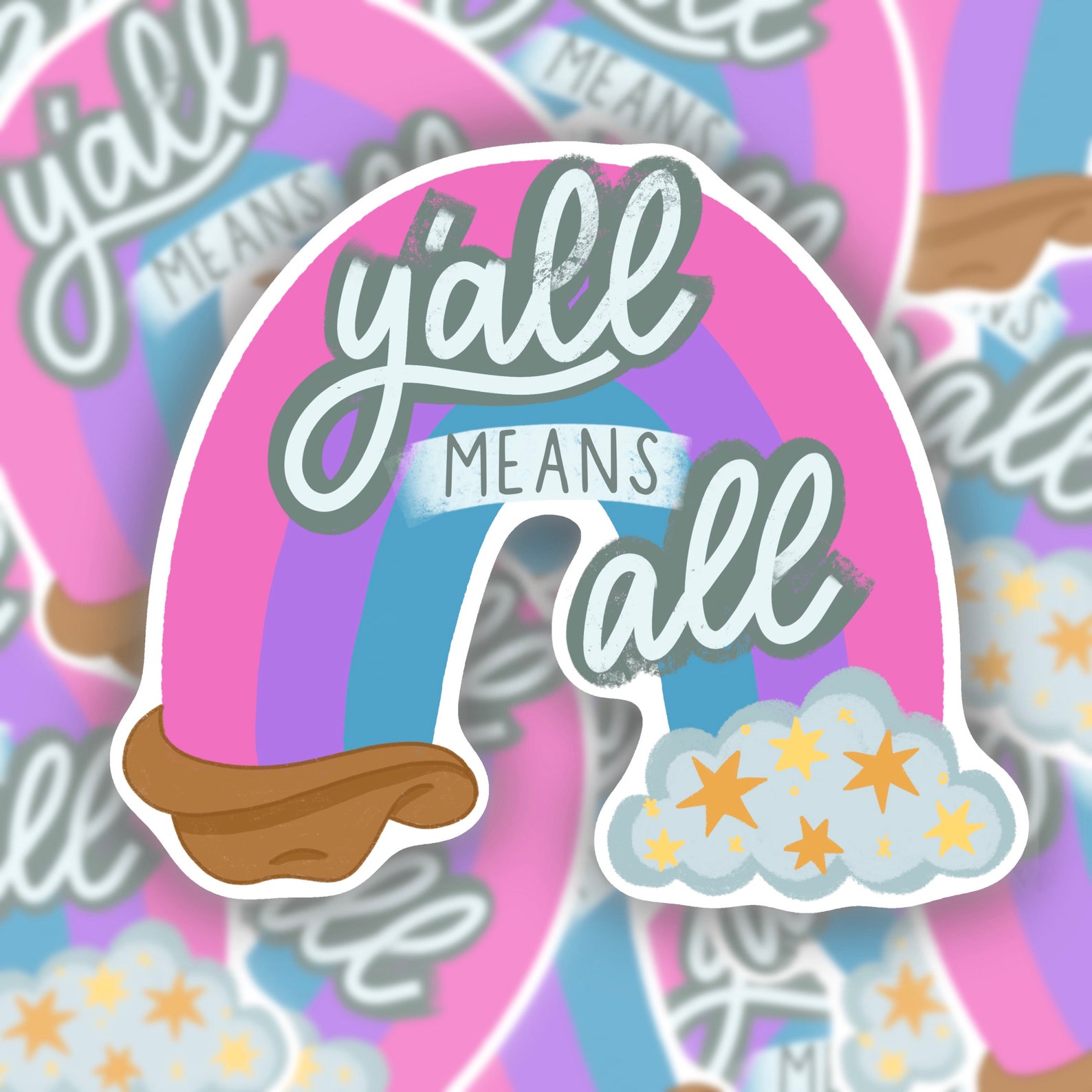 Y'all Means All Texas PRIDE Bi Flag Rainbow Sticker - Etsy