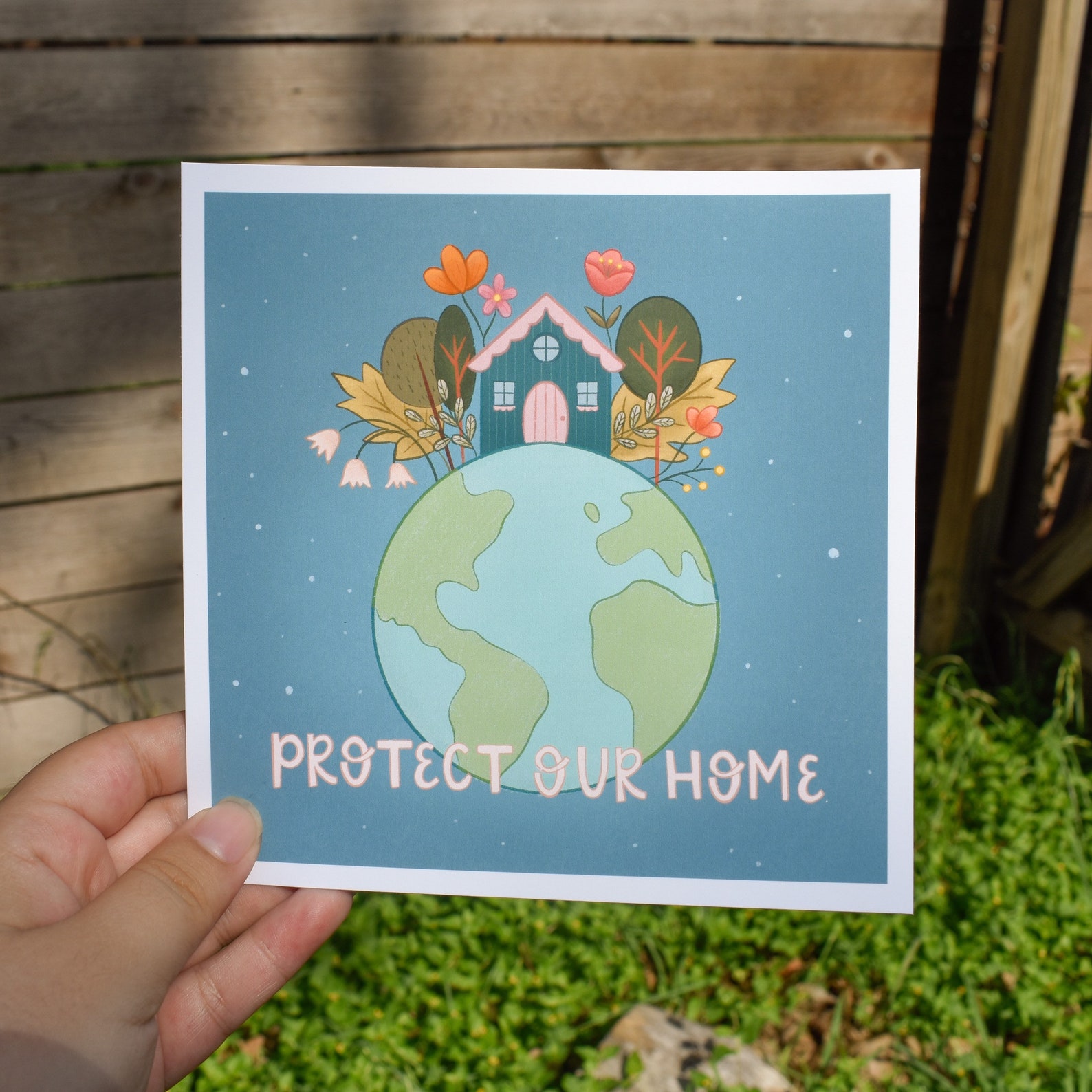 Protect Our Home Square Art Print Hand-drawn Illustration - Etsy