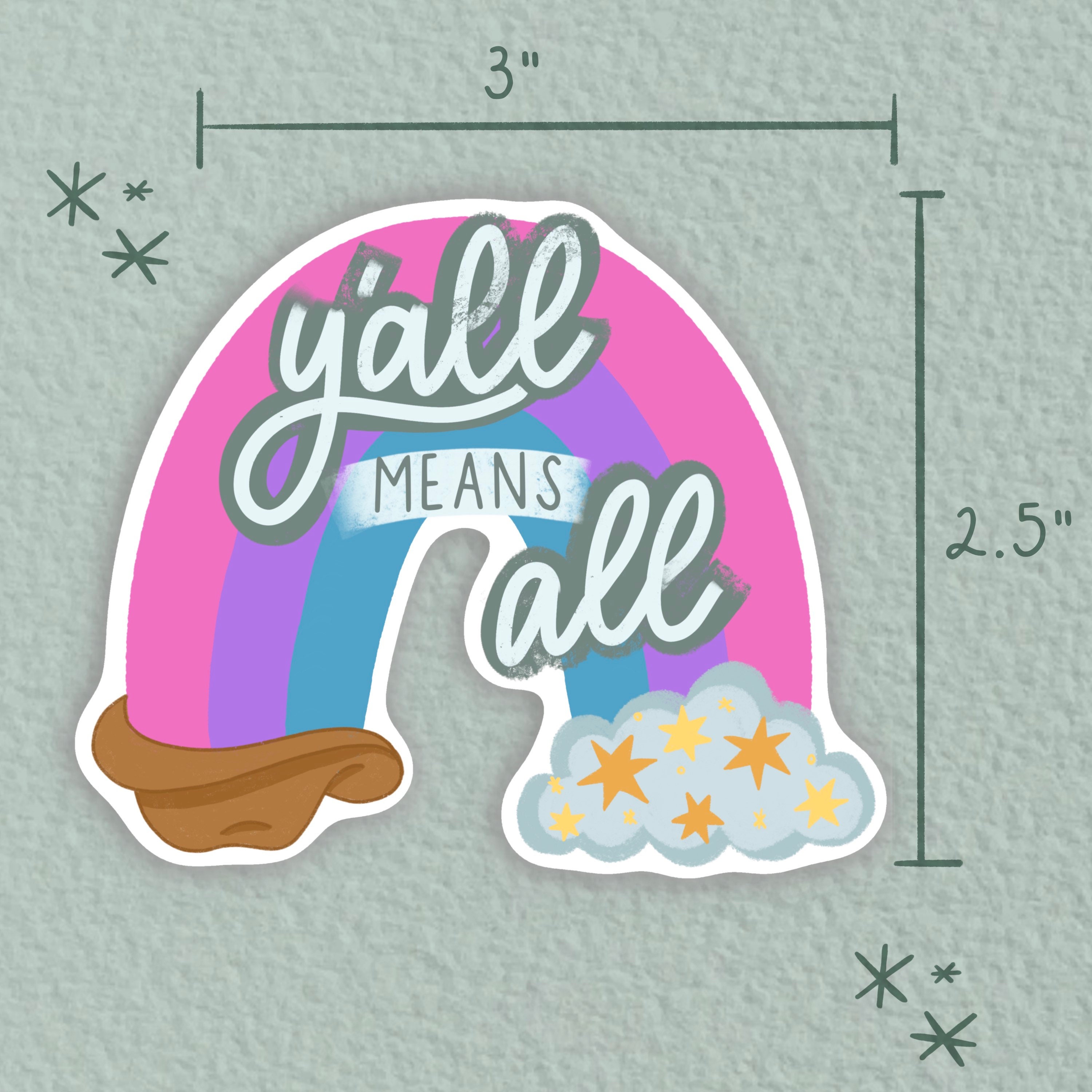 Y'all Means All Texas PRIDE Bi Flag Rainbow Sticker - Etsy