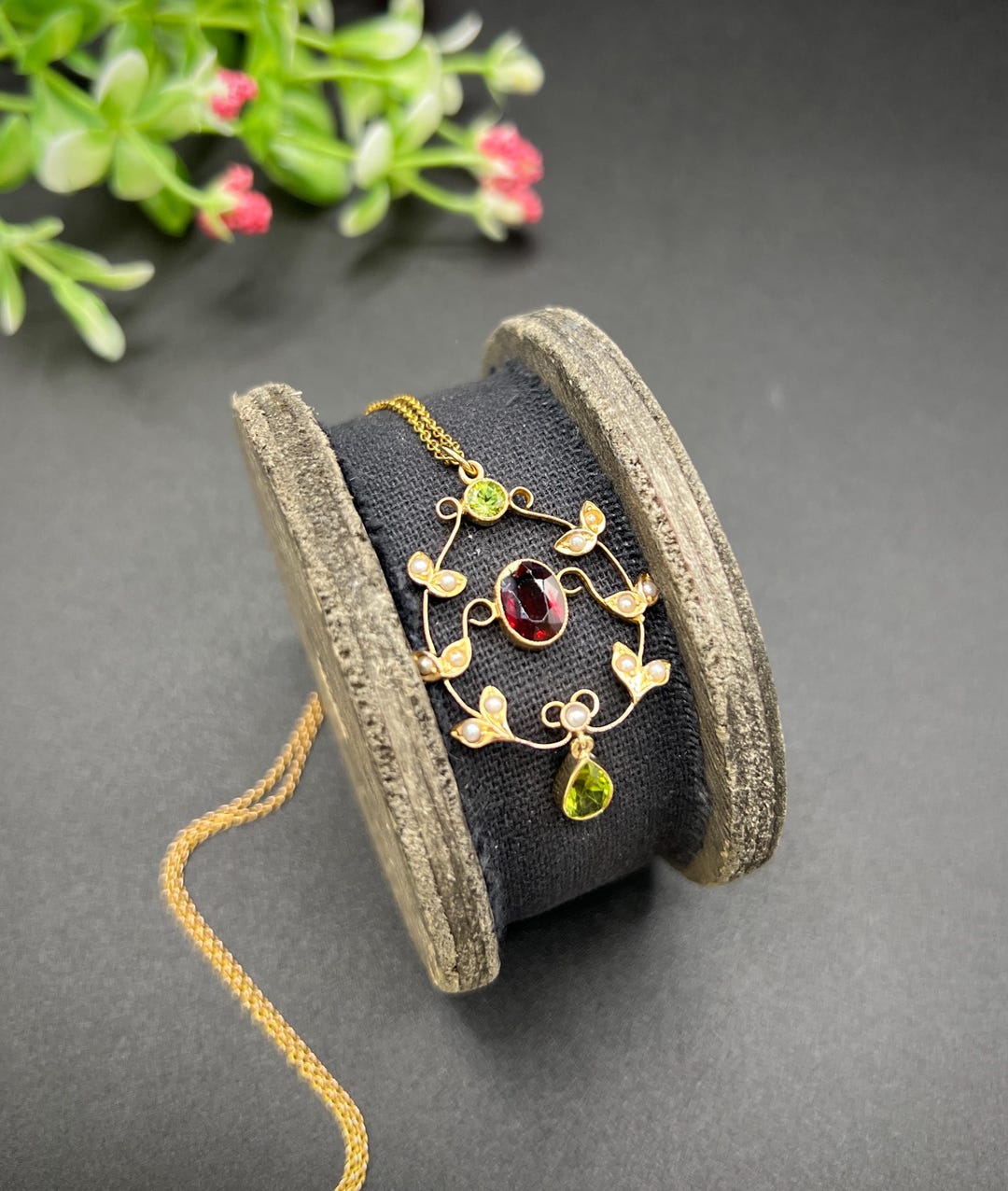 Antique 9ct Yellow Gold, Edwardian Era Garnet, Seed Pearl & Peridot ...