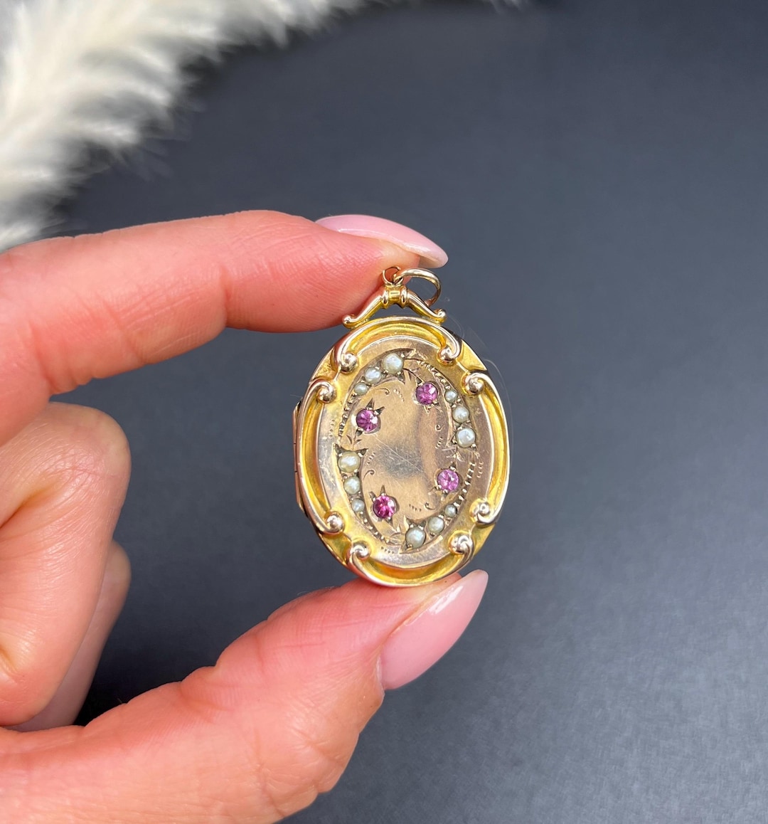 Antique 9ct Yellow Gold Back & Front Stamped, Edwardian Floral Seed ...
