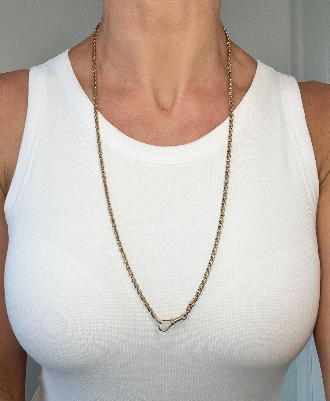 Antique 9ct Rose Gold Tulip Link Chain - Edwardian 28 Inch - Etsy