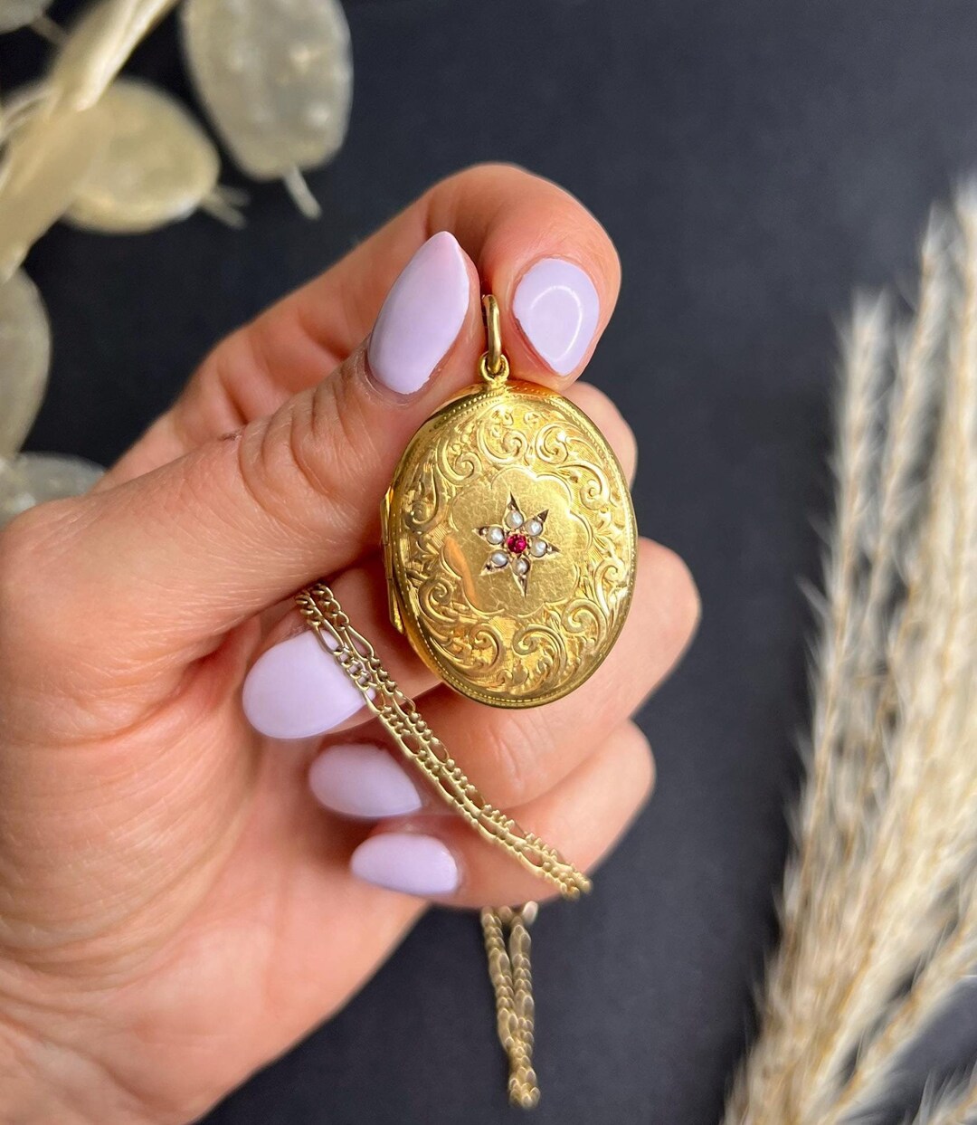 Antique 9ct Gold Stamped, Victorian Seed Pearl Set Oval Locket - Etsy