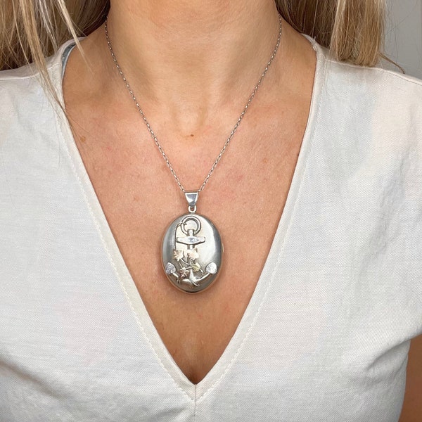 Large Silver Locket - Etsy