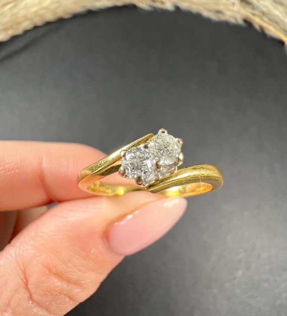 Vintage 1960er Jahre 18 Karat Gold Toi et Moi Diamant Crossover Verlobung Jubilaumsring Etsy