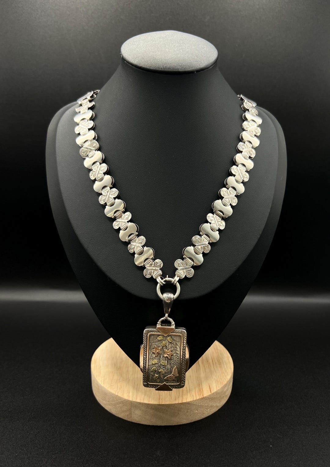 Antique Sterling Silver, Victorian Book Chain Necklace With Silver ...