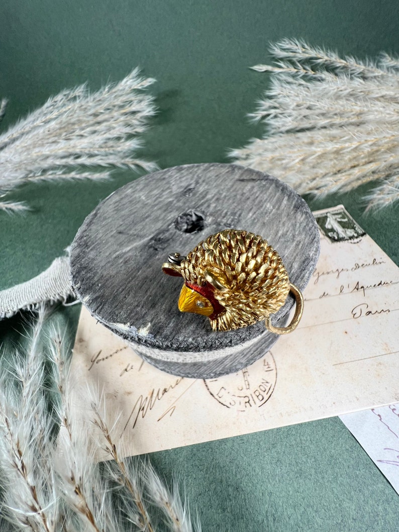 Vintage 18ct Gold & Enamel Hedgehog Brooch - Etsy