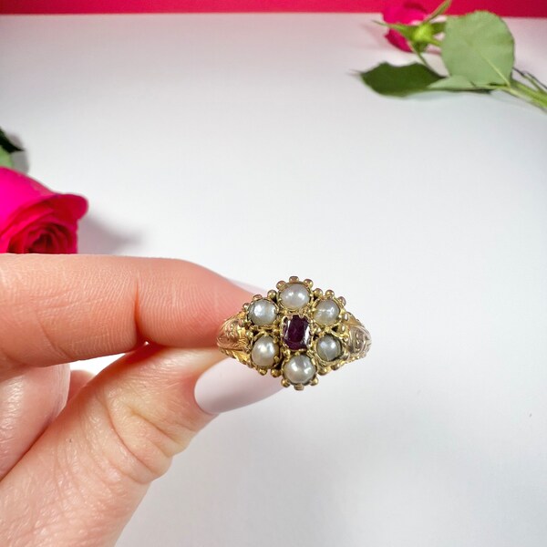 Ruby Pearl Ring - Etsy