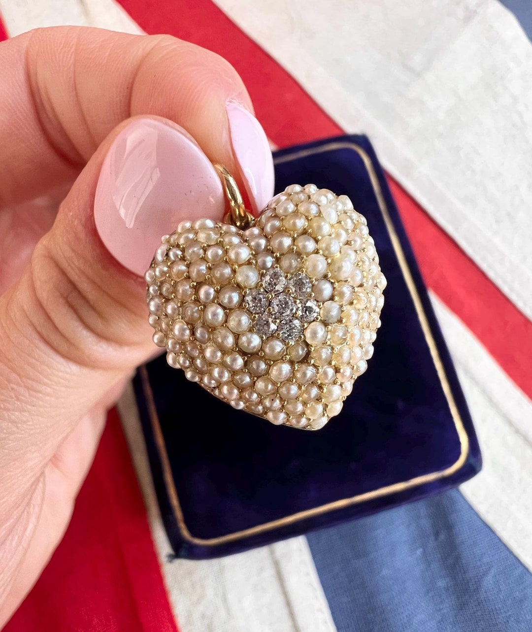 Antique 14ct Gold, Edwardian Era Pearl & Diamond Daisy Heart Pendant - Etsy