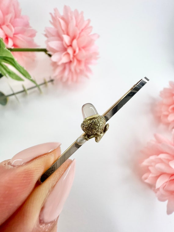Antique 9ct Gold & Platinum Victorian Acorn Bar Brooc… - Gem