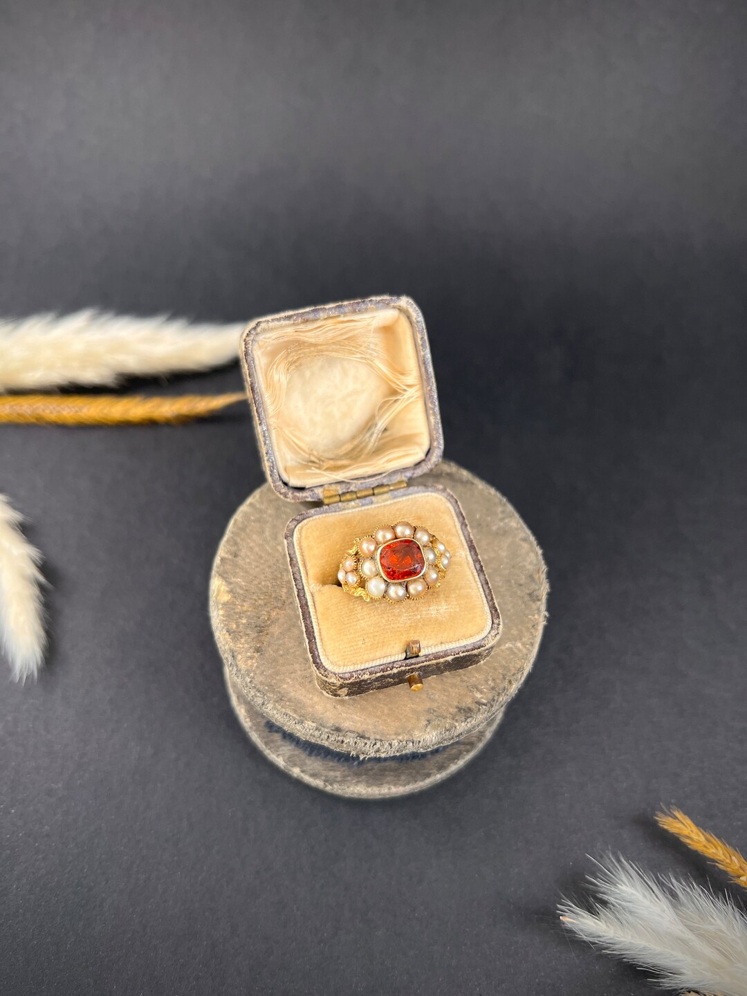 Antique 15ct Yellow Gold, Georgian Rare Hessonite Garnet & Natural Seed ...