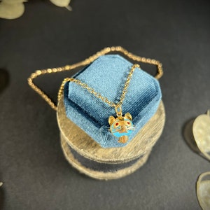 Vintage 1980s 18ct Gold, Turquoise & Ruby Cat Pendant - Etsy