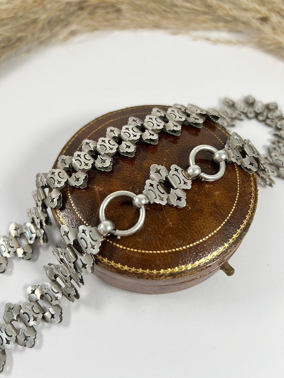Antique Sterling Silver Victorian Chain, Fancy Link S… - Gem