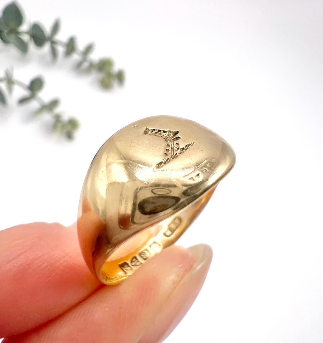 Antique Edwardian 18ct Yellow Gold Armorial Signet Ring, Chester 1911 ...