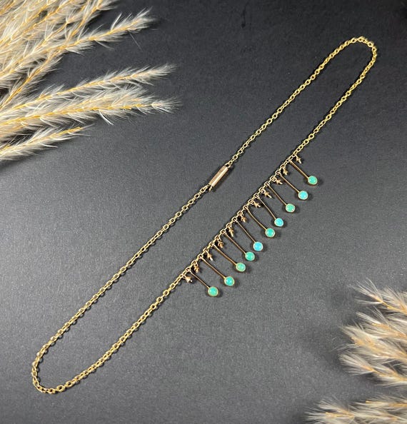 Antique 9ct Rose Gold, Edwardian Turquoise Negligee P… - Gem