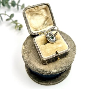 Platinum, Art Deco Style, Emerald & Diamond Oval Shield Shaped Ring - Etsy