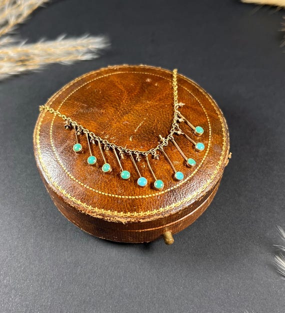 Antique 9ct Rose Gold, Edwardian Turquoise Negligee P… - Gem