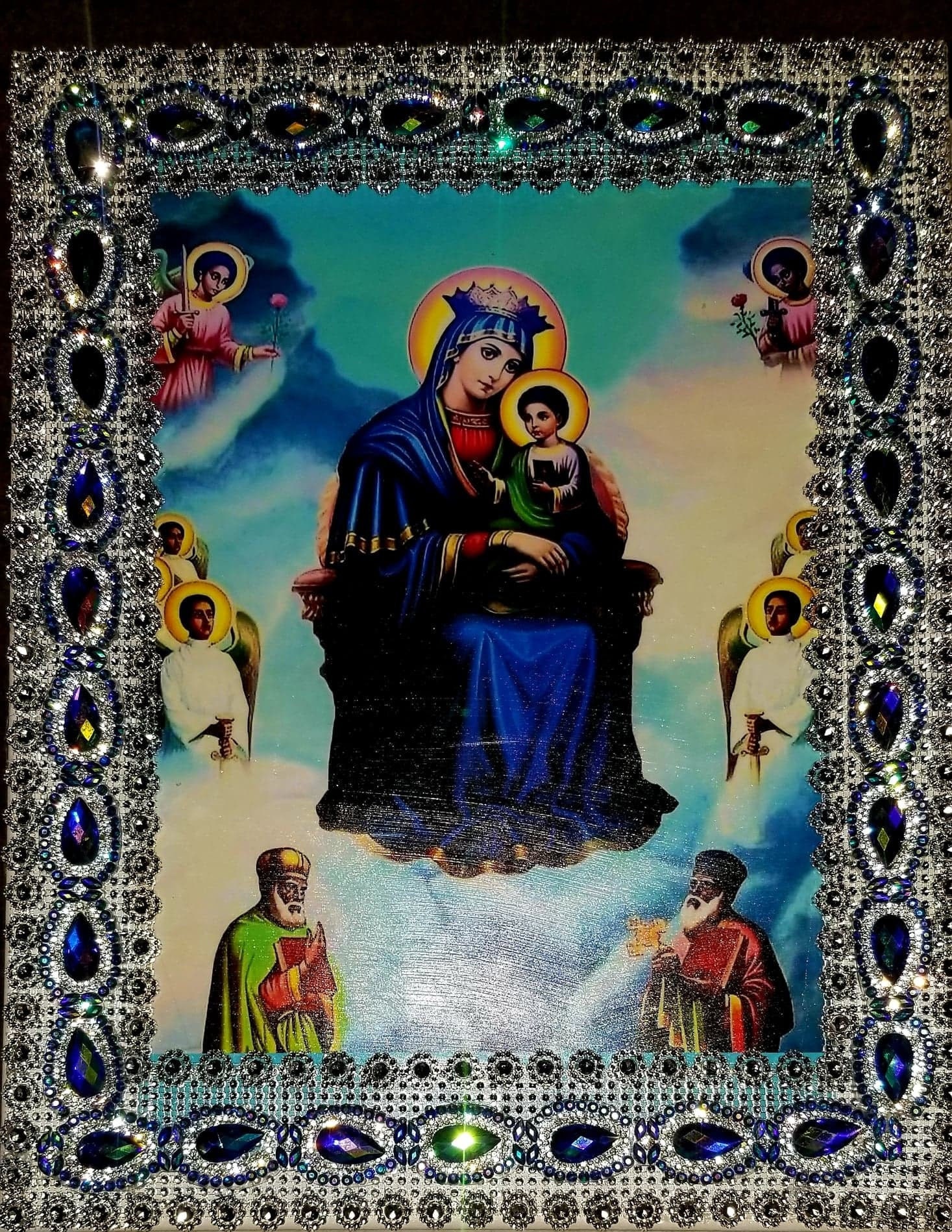 Virgin Mary Ethiopian Orthodox Icon | Hand-installed Crystals - Etsy