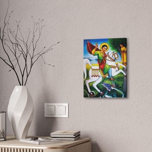 Saint George Ethiopian Orthodox Prayer Canvas Art, Kidus Giorgis ...