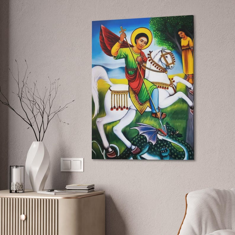 Saint George Ethiopian Orthodox Prayer Canvas Art, Kidus Giorgis ...