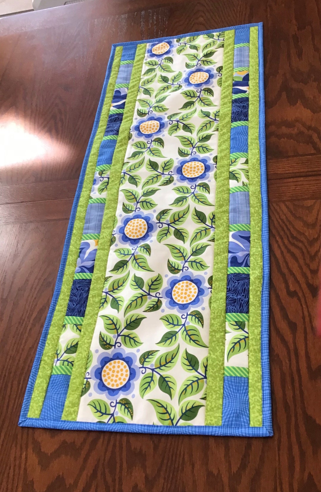 Table Topper - Blue Flowers - Etsy