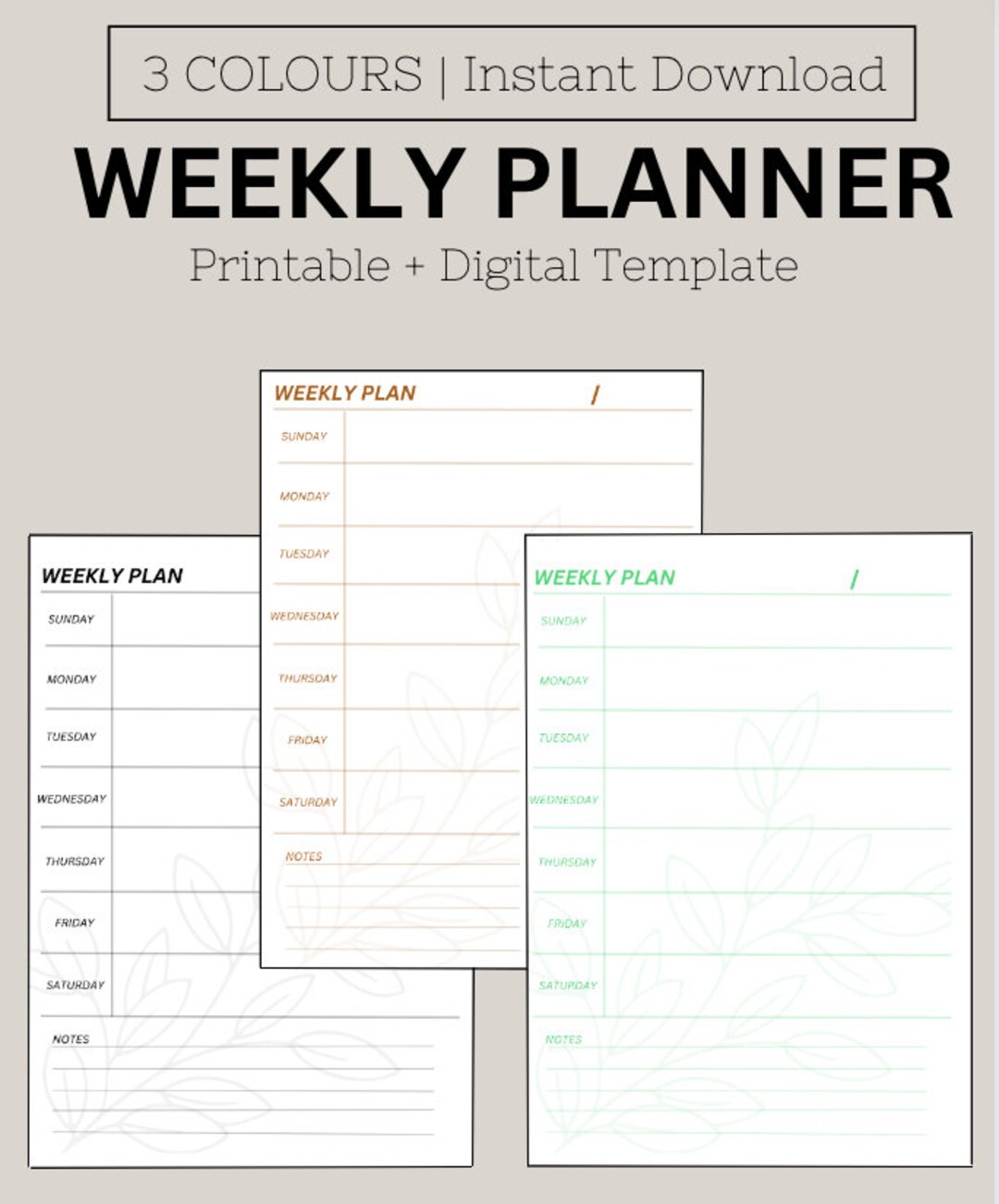 Printable Weekly Planner - Etsy