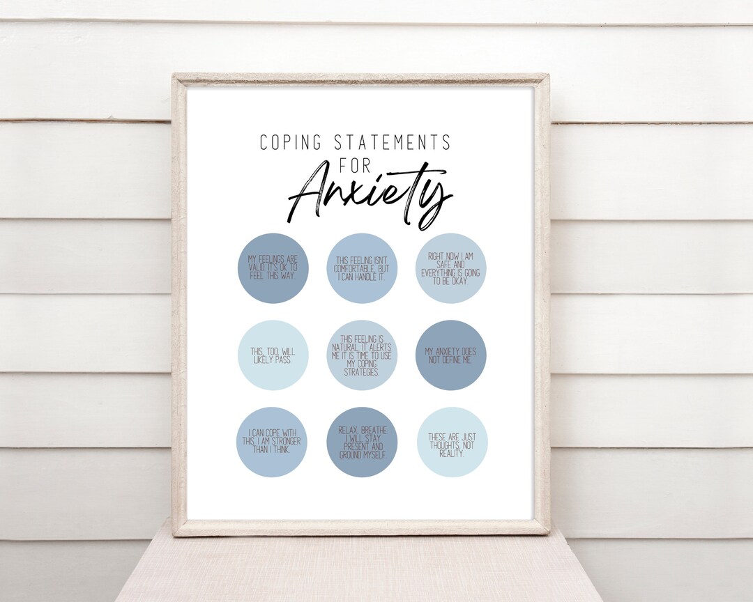 Counseling Office Print, Anxiety Coping Statements Print, Therapist ...