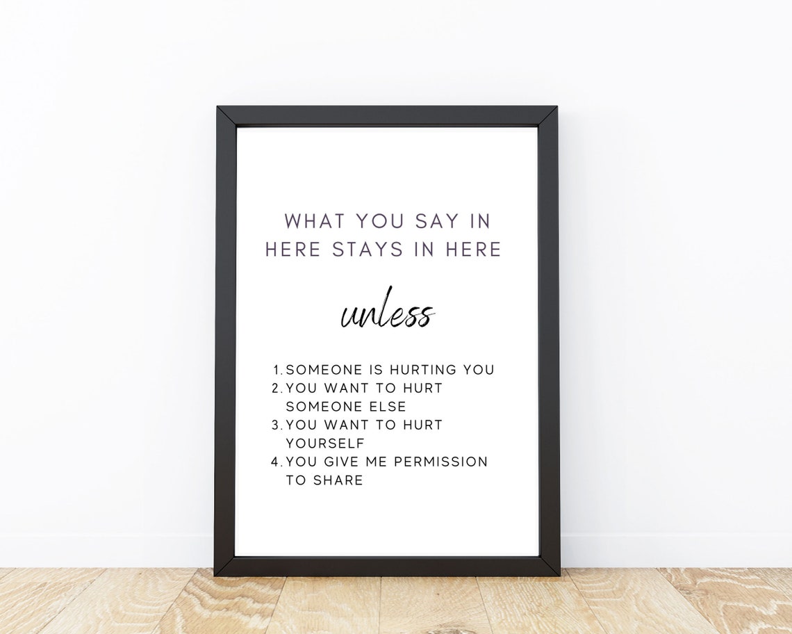 Counseling Office Sign, Confidentiality Sign, What You Say in Here ...