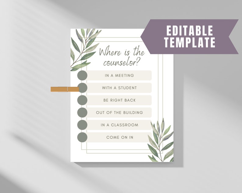 Where is the Counselor Sign Editable Counseling Office Sign - Etsy