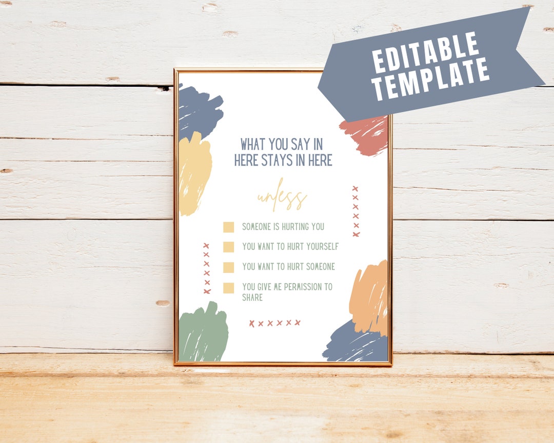 Editable Confidentiality Sign, Counseling Office Sign, What You Say in ...