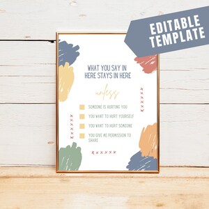 Editable Confidentiality Sign, Counseling Office Sign, What You Say in ...