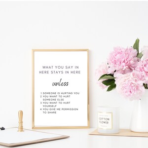 Counseling Office Sign, Confidentiality Sign, What You Say in Here ...