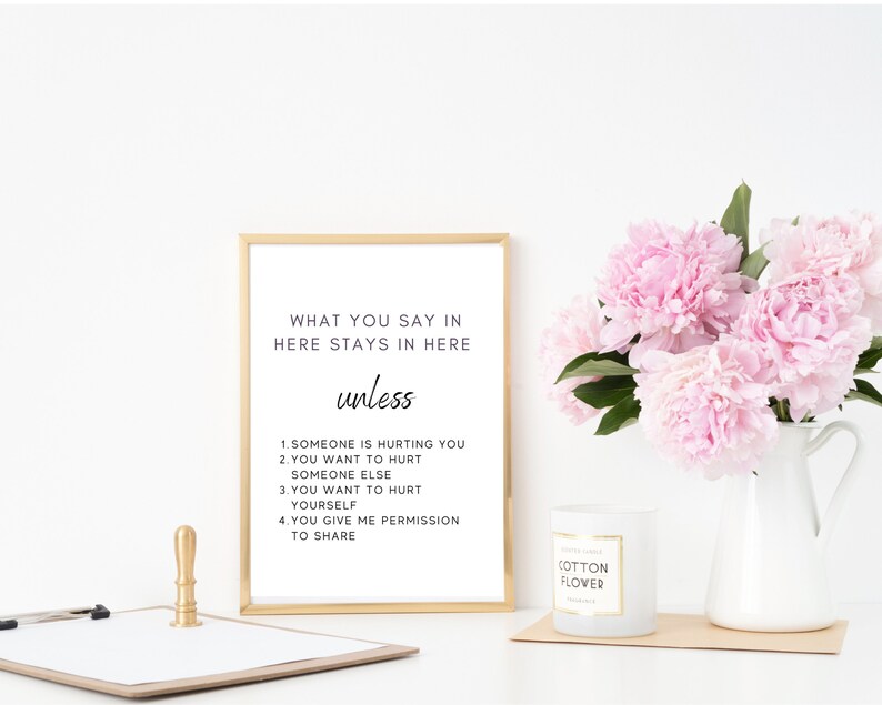 Counseling Office Sign Confidentiality Sign What You Say in - Etsy