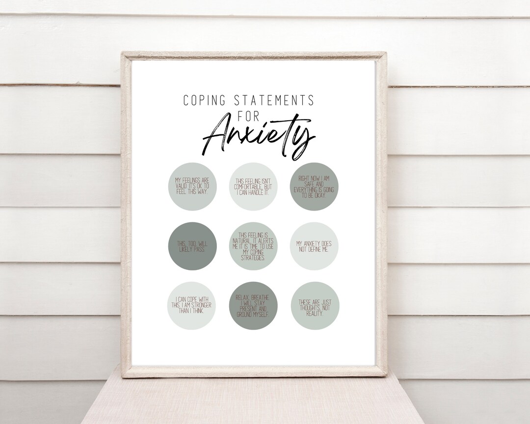 Anxiety Coping Statements Print: Mental Health Sign (digital Download ...