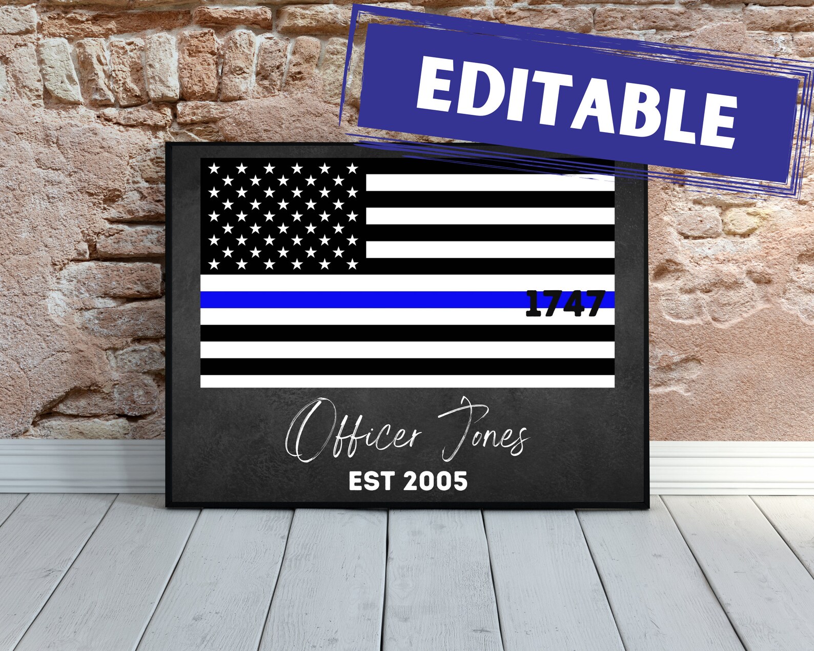 Editable Police Officer Print, Police Graduation Gift, Thin Blue Line ...