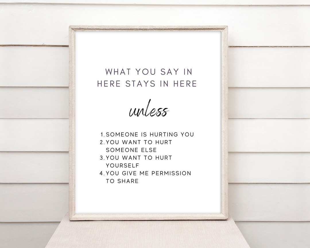 Counseling Office Sign, Confidentiality Sign, What You Say in Here ...