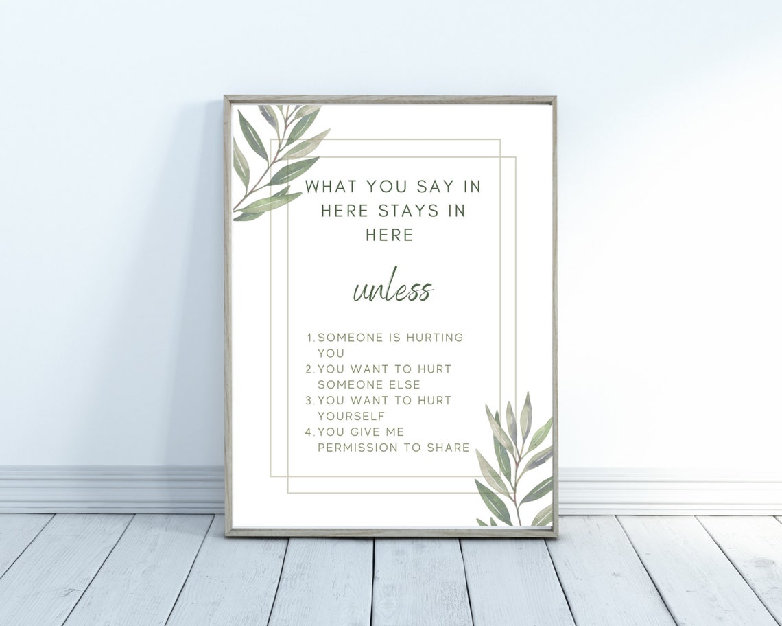 Counseling Office Sign Confidentiality Sign What You Say in - Etsy