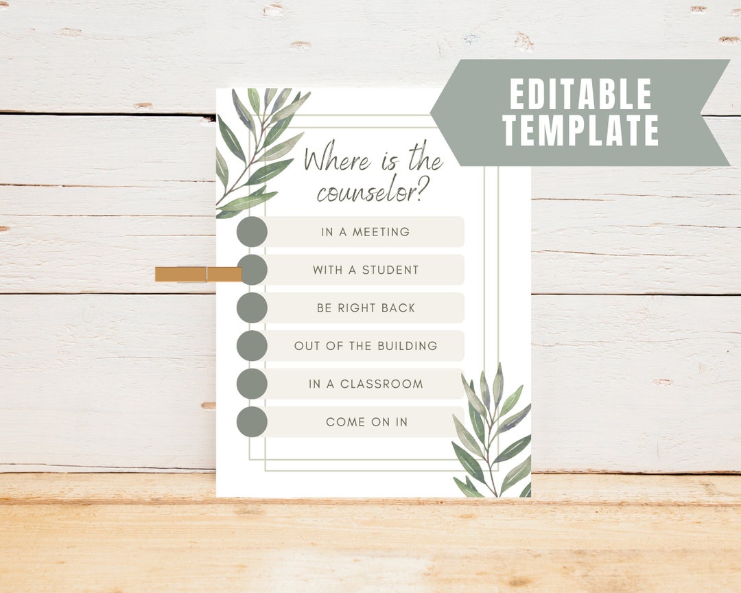 Where is the Counselor Sign, Editable, Counseling Office Sign, School ...