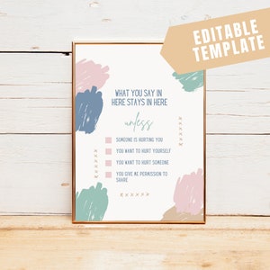 Editable Confidentiality Sign, Counseling Office Sign, What You Say in ...