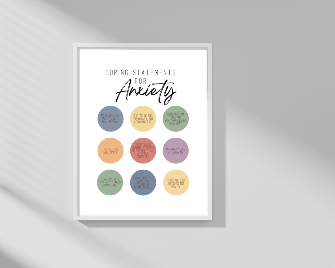 Anxiety Coping Statements Print: Mental Health Poster (digital Download ...