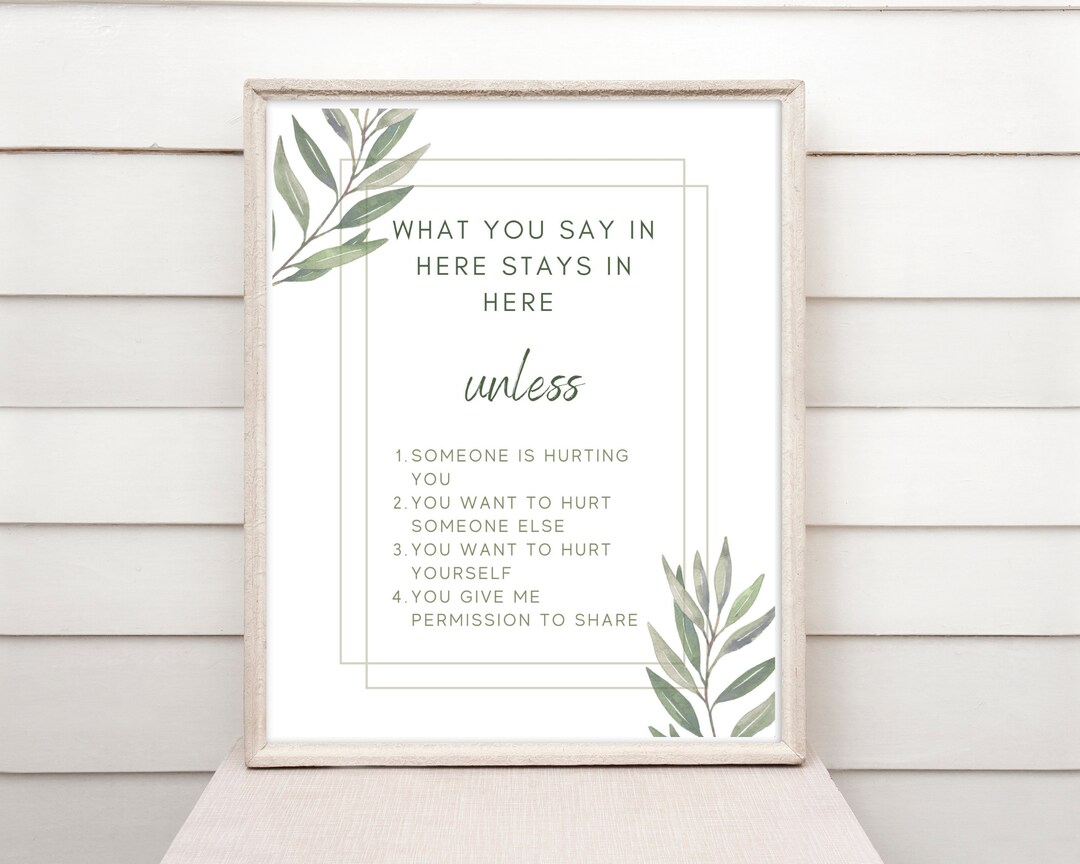 Counseling Office Sign, Confidentiality Sign, What You Say in Here ...