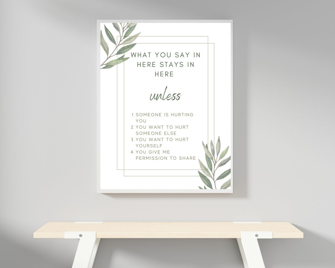 Counseling Office Sign Confidentiality Sign What You Say in - Etsy
