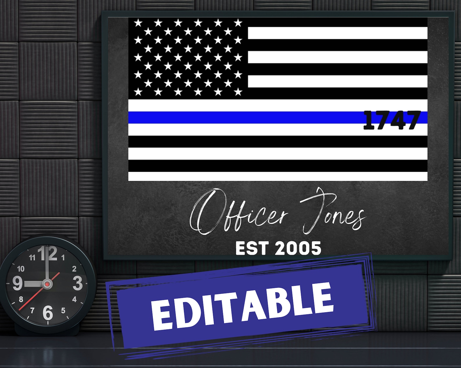 Editable Police Officer Print, Police Graduation Gift, Thin Blue Line ...