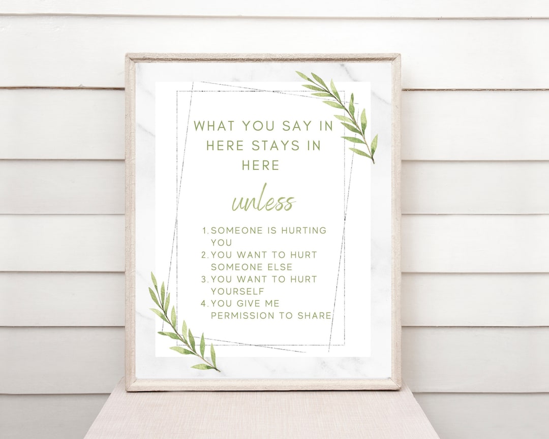 Confidentiality Counseling Office Sign: Therapist Decor (digital ...