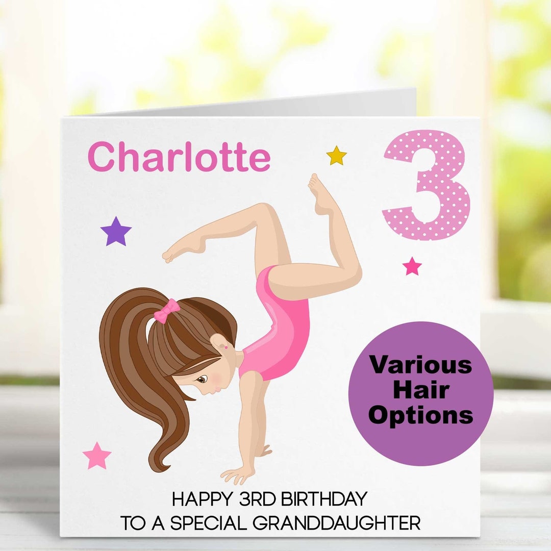 Girls Gymnast Birthday Card, Girls Birthday Gymnastics Birthday Card ...