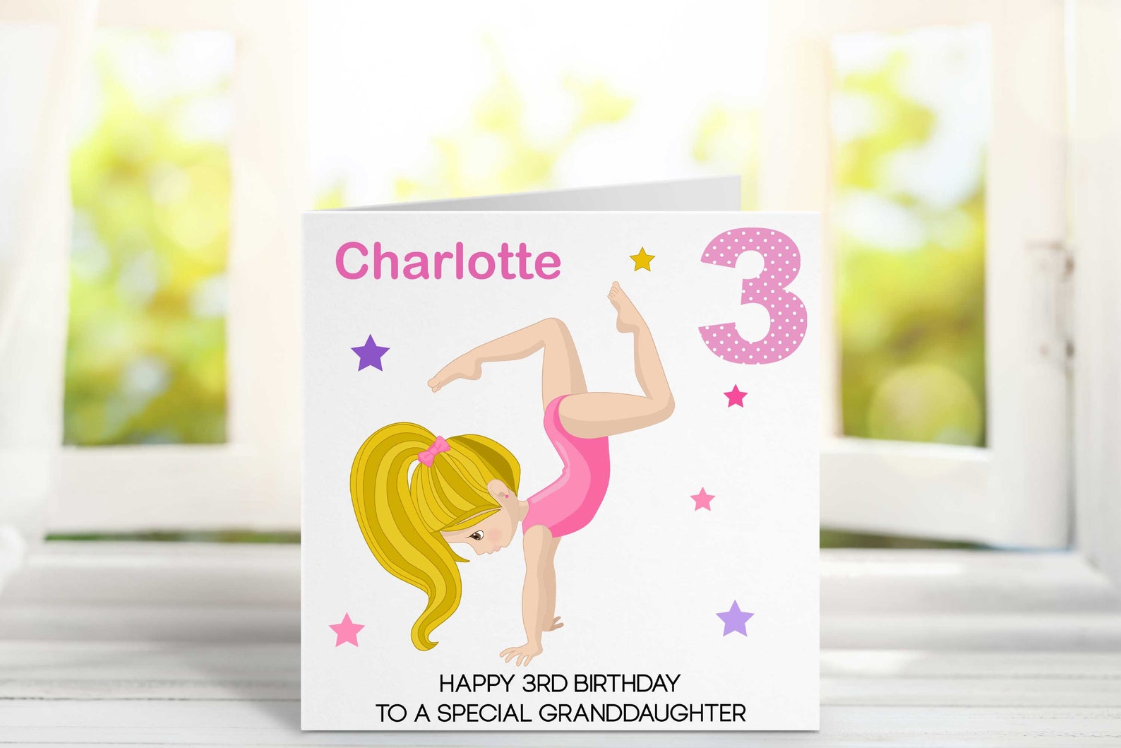 Girls Gymnast Birthday Card, Girls Birthday Gymnastics Birthday Card ...